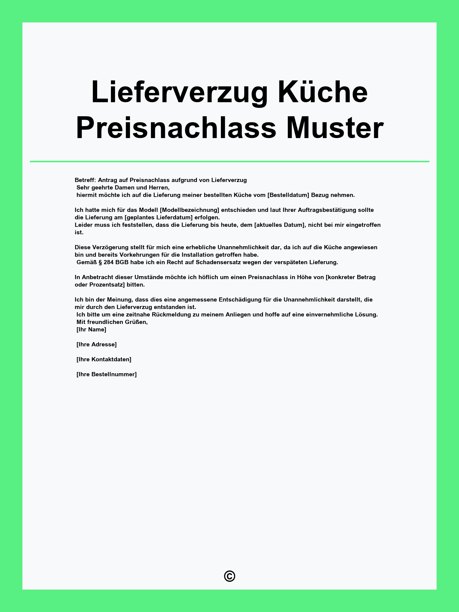 Lieferverzug Küche Preisnachlass Muster